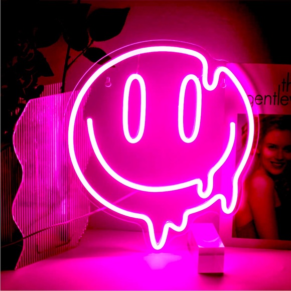 Urban Outfitters | Wall Decor | Smiley Face Neon Pink Light Wall Decor ...